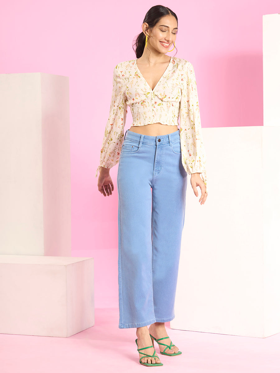 Denim Clean Look Stretchable Ice Blue Jeans For Women - Zola